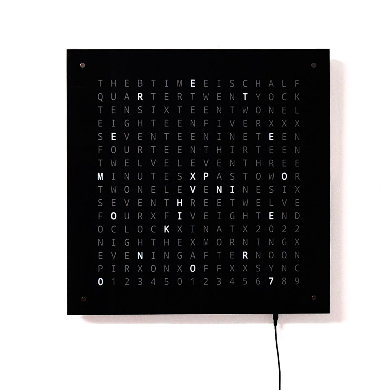 Ceas perete WORD CLOCK, digital, smart cu LED și senzori