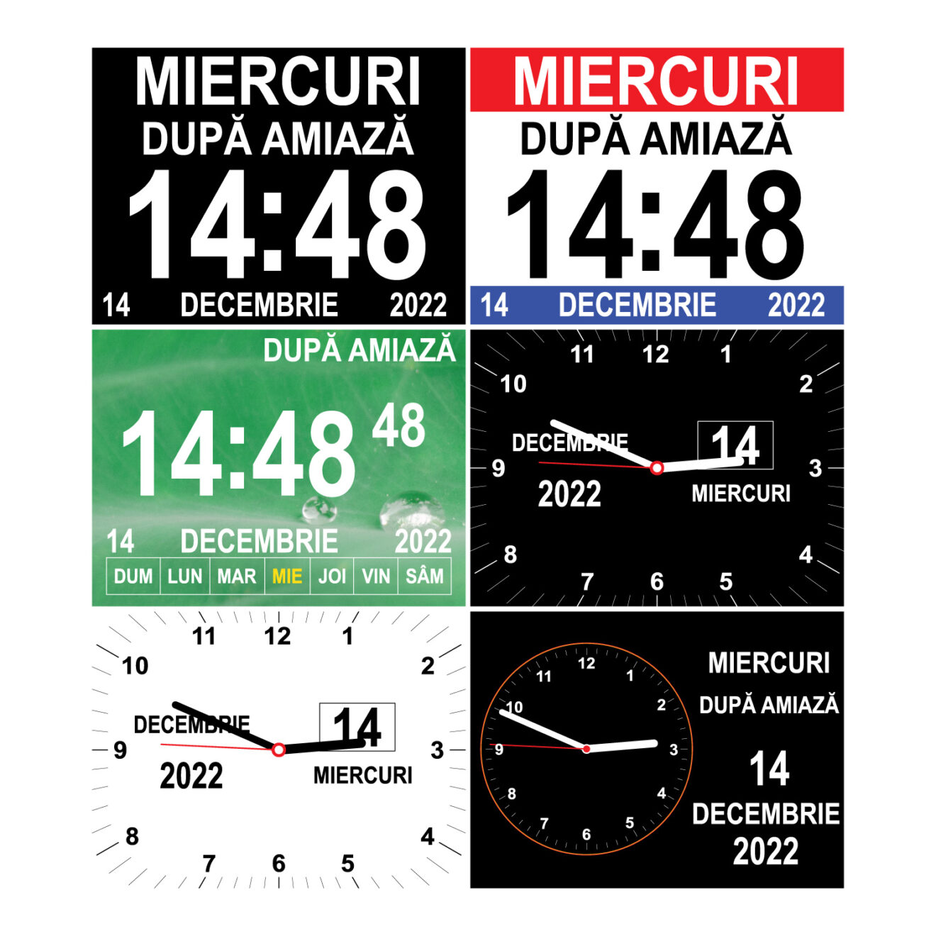 Ceas calendar digital limba română cu alarme pt vârstnici