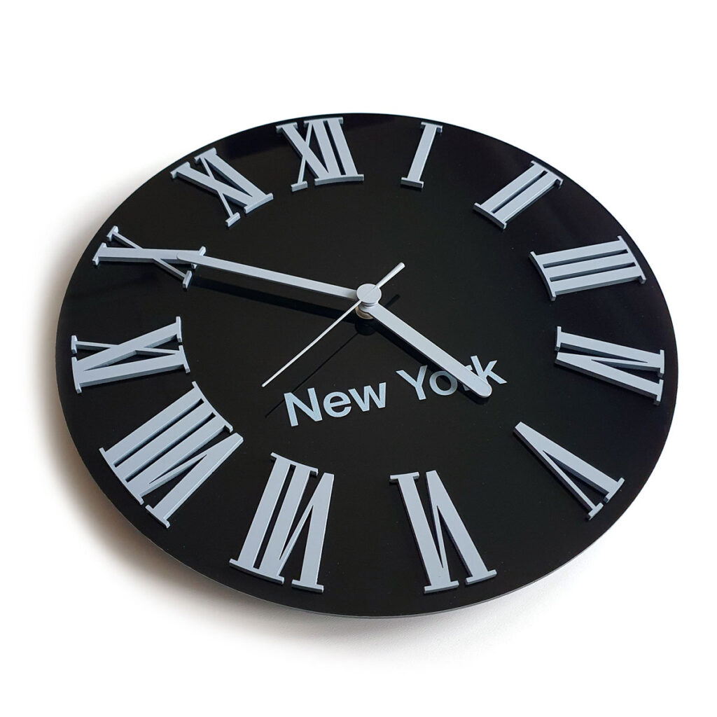 Ceasuri de perete recepție TMK, negre, 30 cm, cifre romane